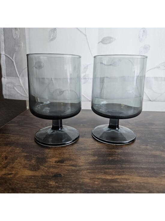 IKEA | Dining | Ikea Ombonad Smokey Grey Blue Goblet Wine Glasses Set 2 ...